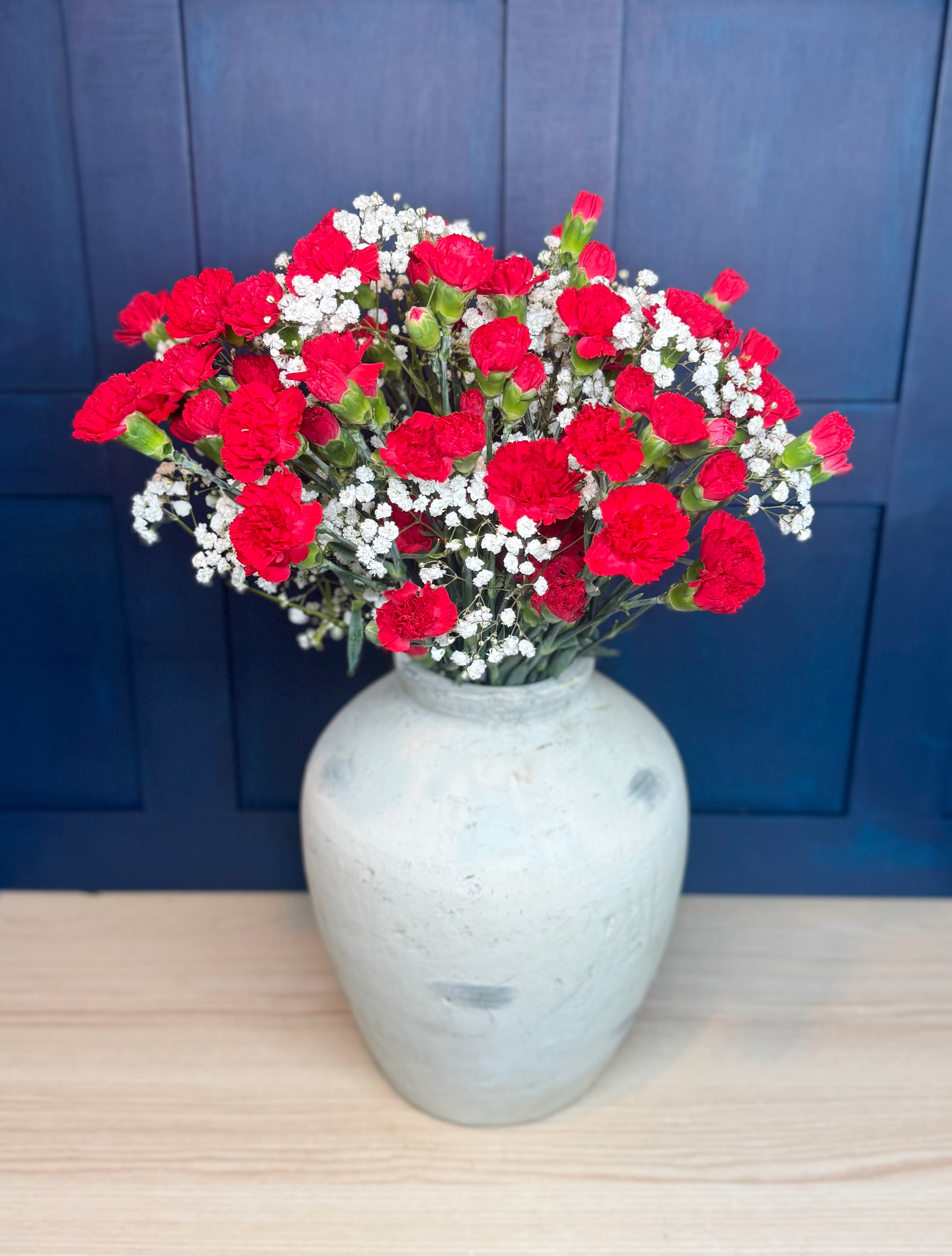 Red Spray Carnations Bouquet – FlowersByPost